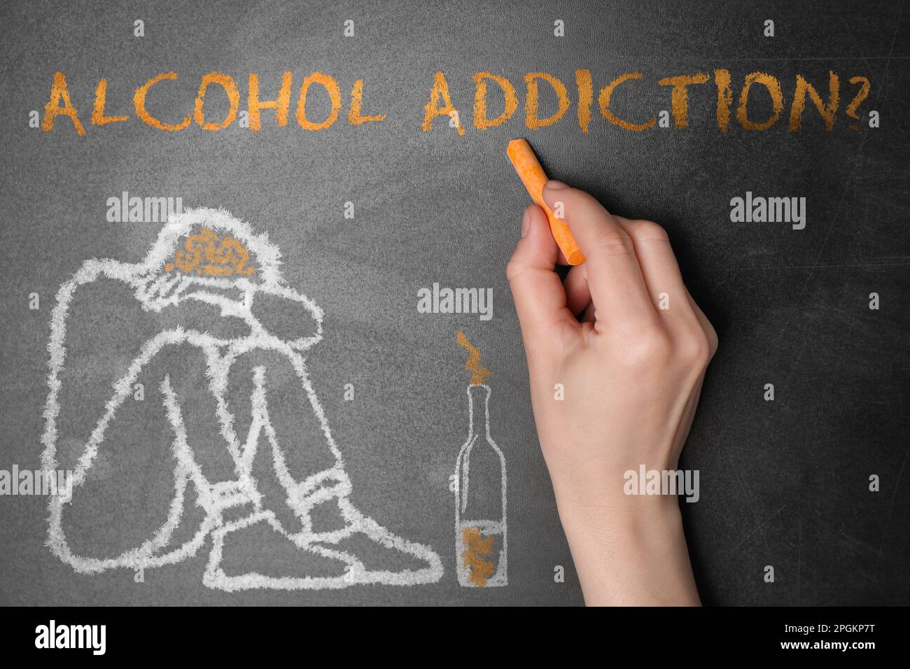 Alcohol addiction? - We can help you. Closeup view of woman writing ...