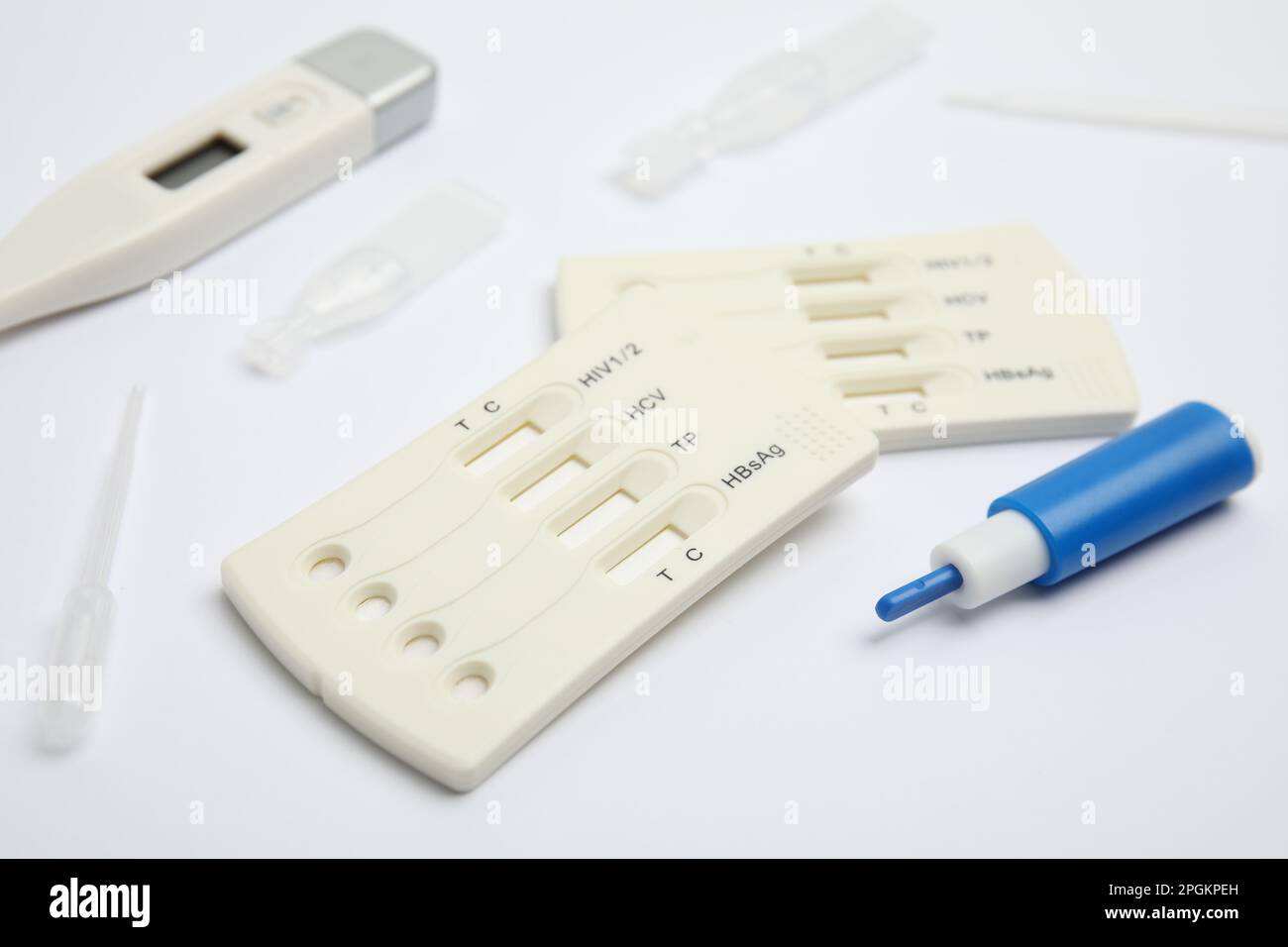 Disposable express test kit for hepatitis on white background Stock ...