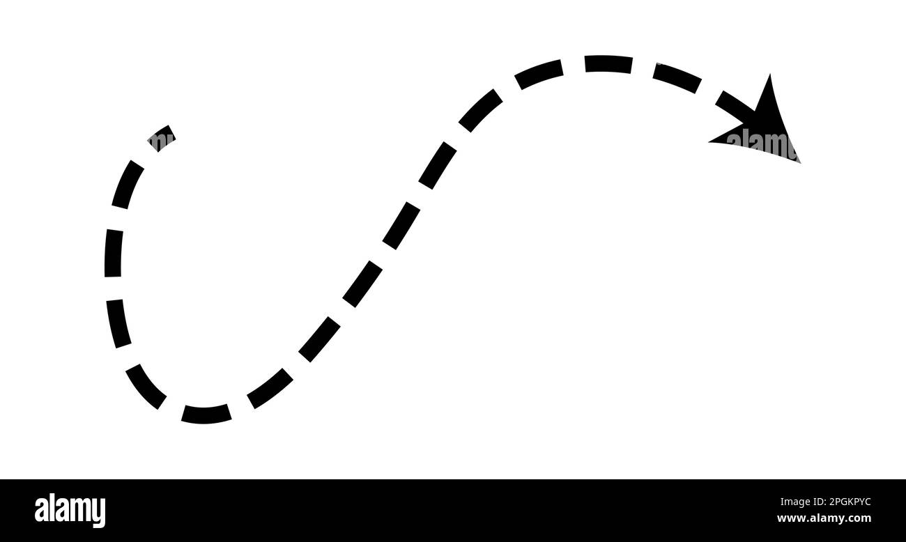 Dashed arrow set. Vector doodle dot line. Thin pointer arrows Stock ...