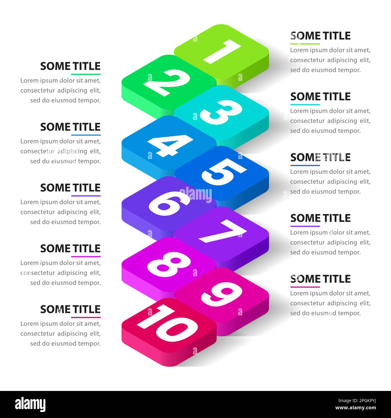 Infographic template with icons and 10 options or steps. Isometric squares. Can be used for ...