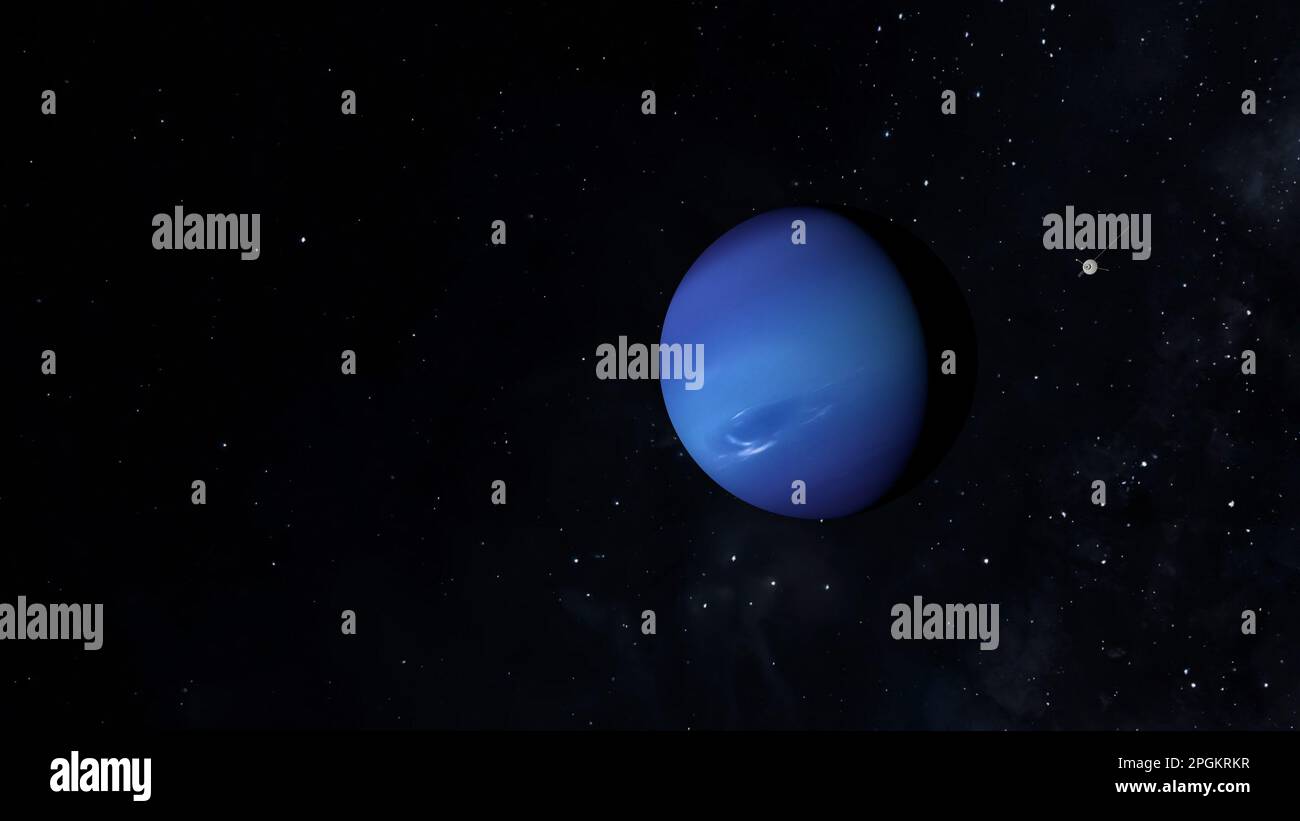 Space probe flying to Neptune. Space exploration Stock Photo - Alamy