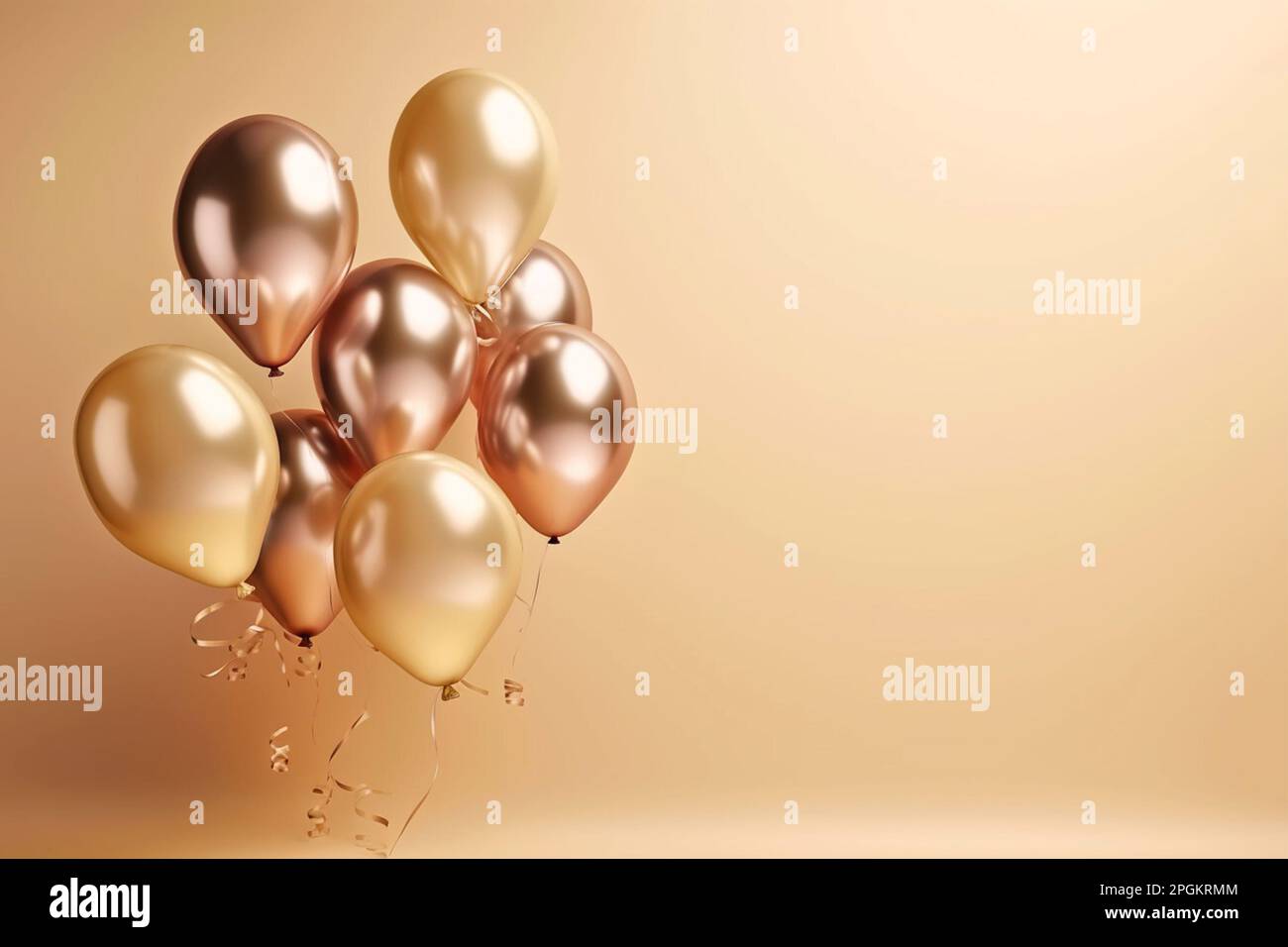 Holidays, birthday party, wedding decoration concept, golden metallic ...