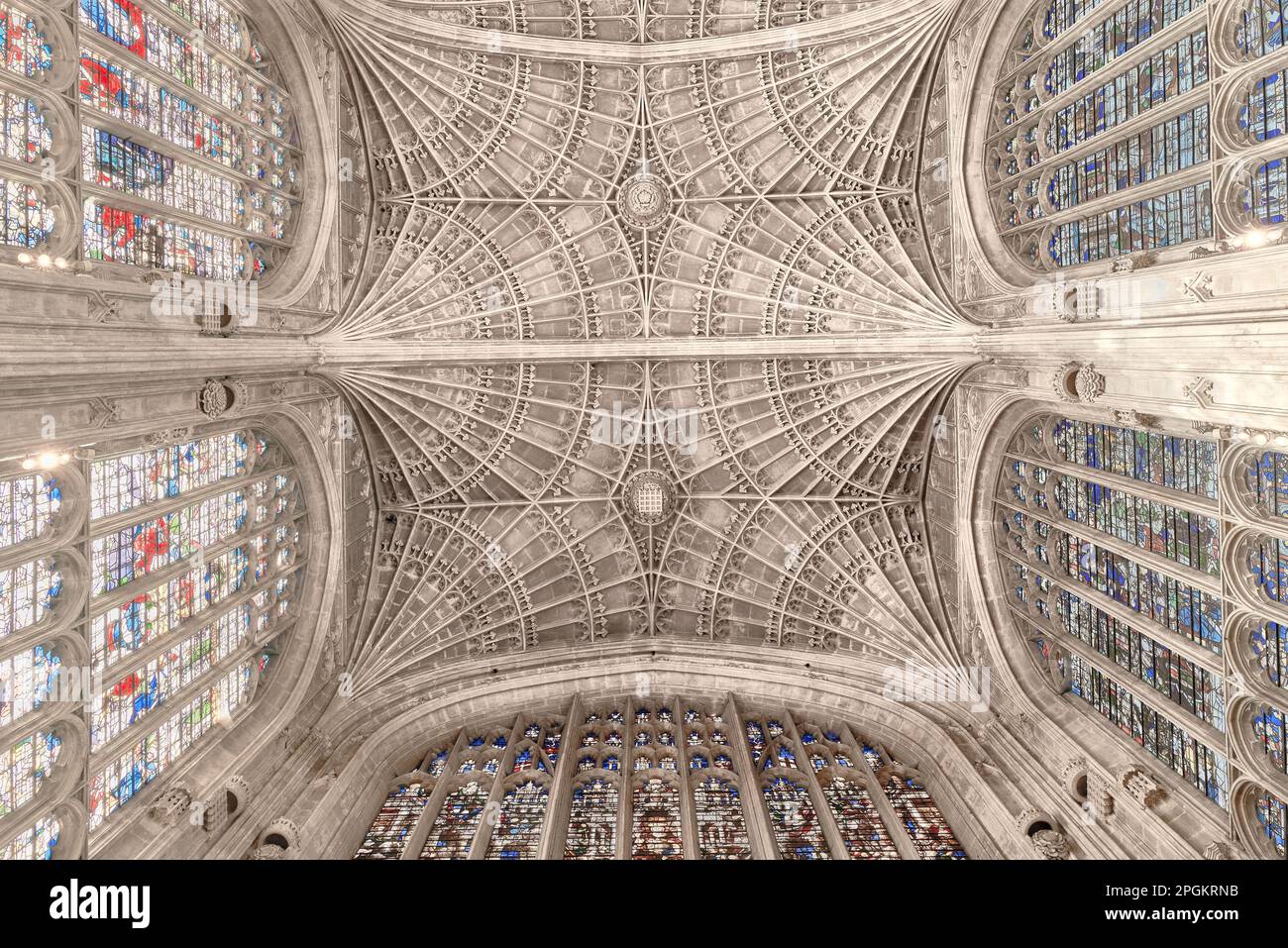 The fan vaulted ceiling at the west end of the chapel founded by Henry ...