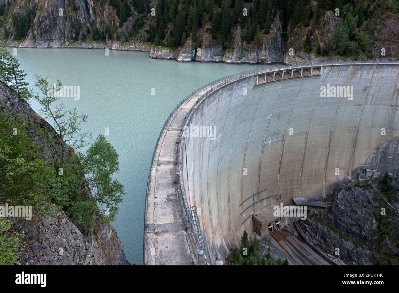 Arch dam of the Gibidum dam, Blatten near Naters, Valais, Switzerland ...