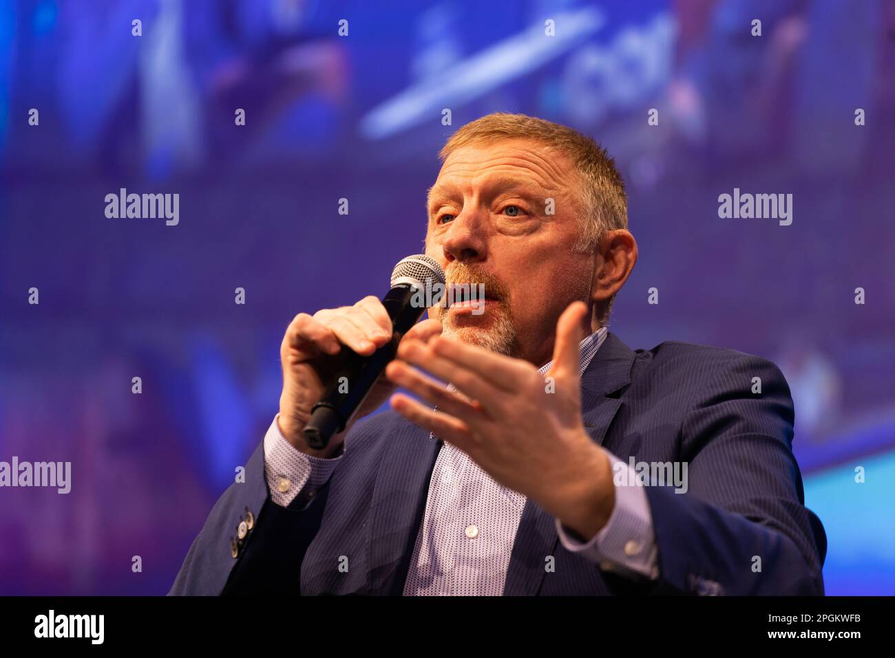 Rust, Germany. 23rd Mar, 2023. Boris Becker talks with sports ...