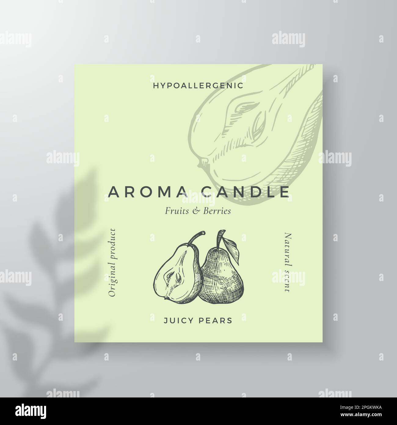 Aroma candle vector label template. Pear scent from local purveyors ...