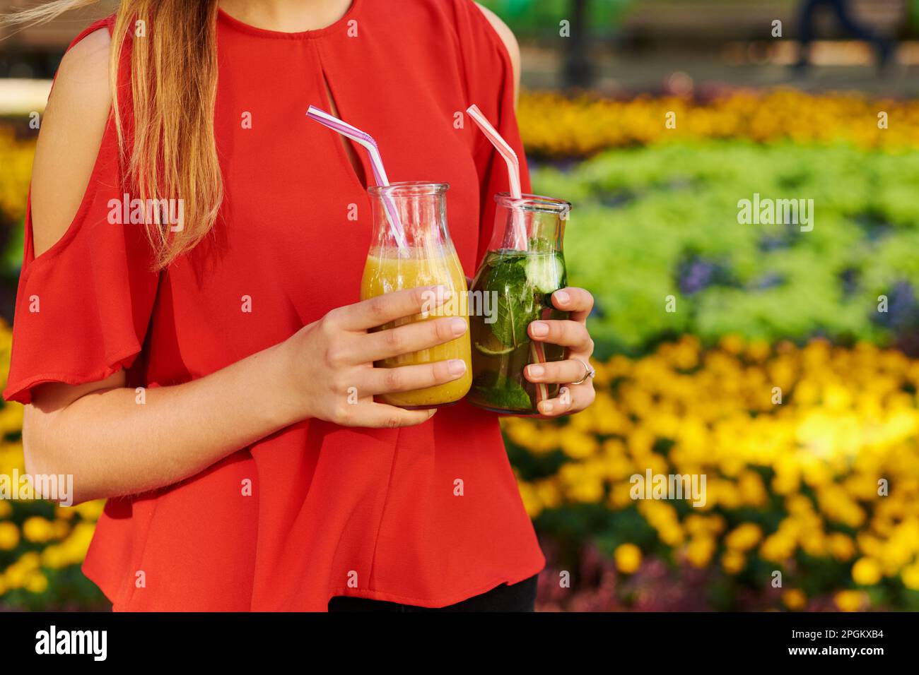 Healthy lifestyle. Young woman with detox Stock Photo - Alamy