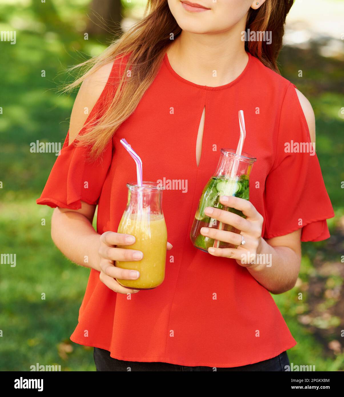 Healthy lifestyle. Young woman with detox Stock Photo - Alamy