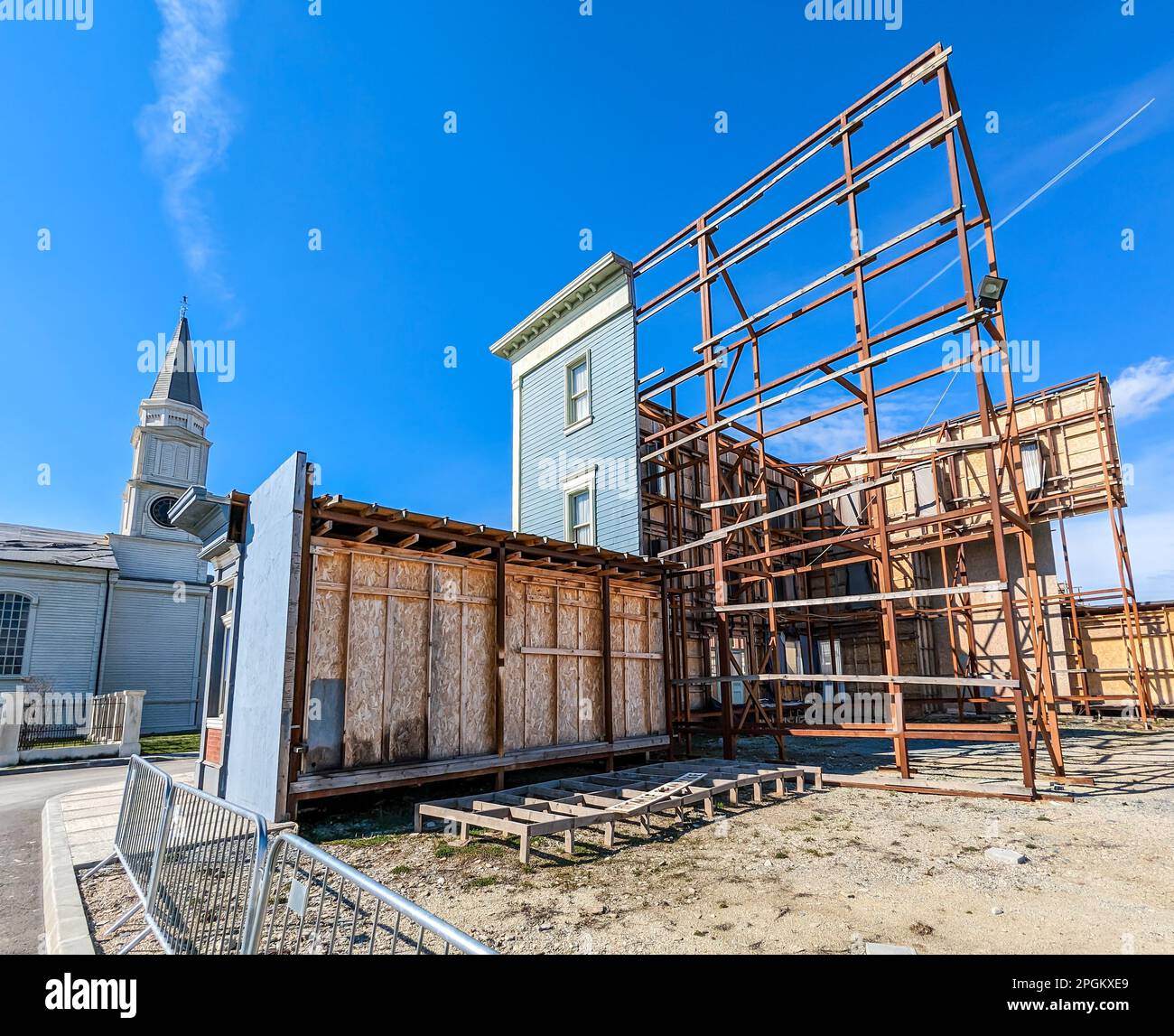Bucharest, Romania. 12 March 2023: Outdoor sets at Buftea Studios where ...
