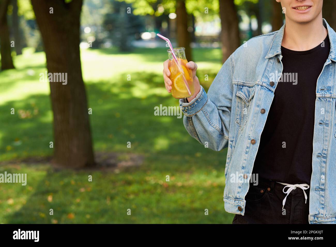 Healthy youth lifestyle. Happy guy with detox Stock Photo - Alamy