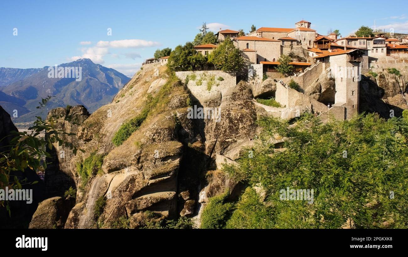 The unique Holy Meteora Monasteries near Kalambaka village Thessaly ...