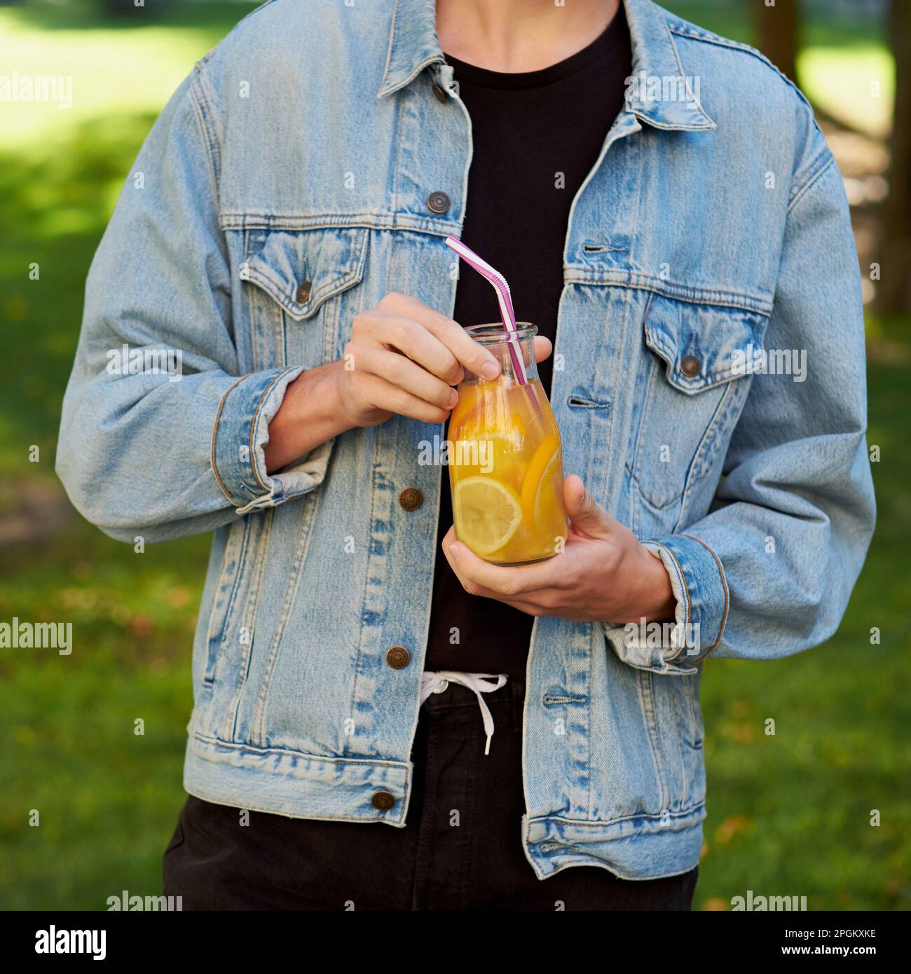Healthy youth lifestyle. Happy guy with detox Stock Photo - Alamy
