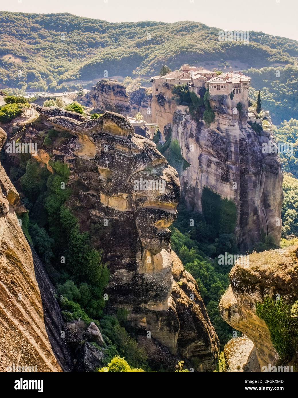 The unique Holy Meteora Monasteries near Kalambaka village Thessaly ...