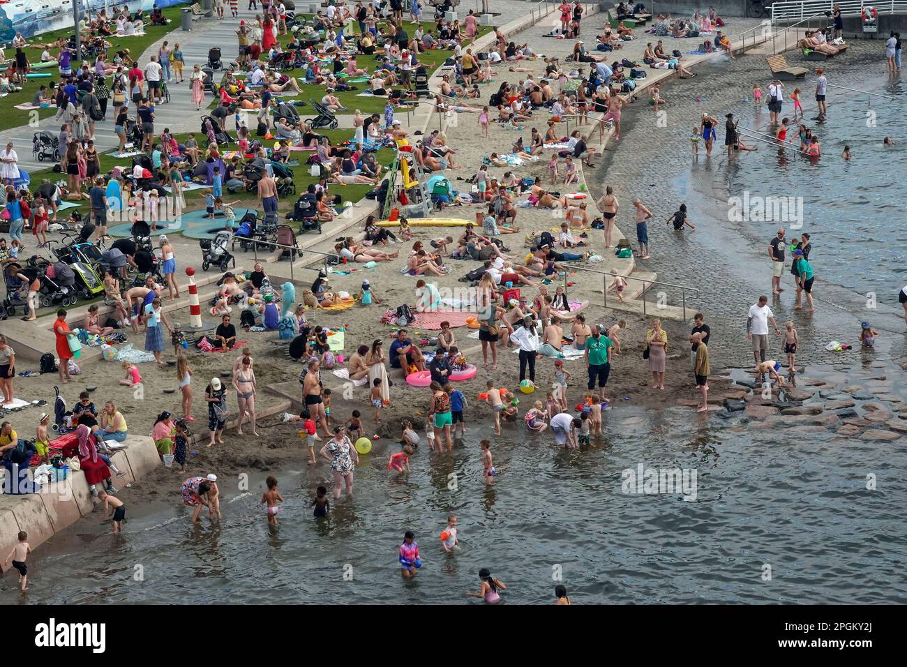 Norway, Oslo, Operastranda is a 100-metre-long beach in Oslo's city ...