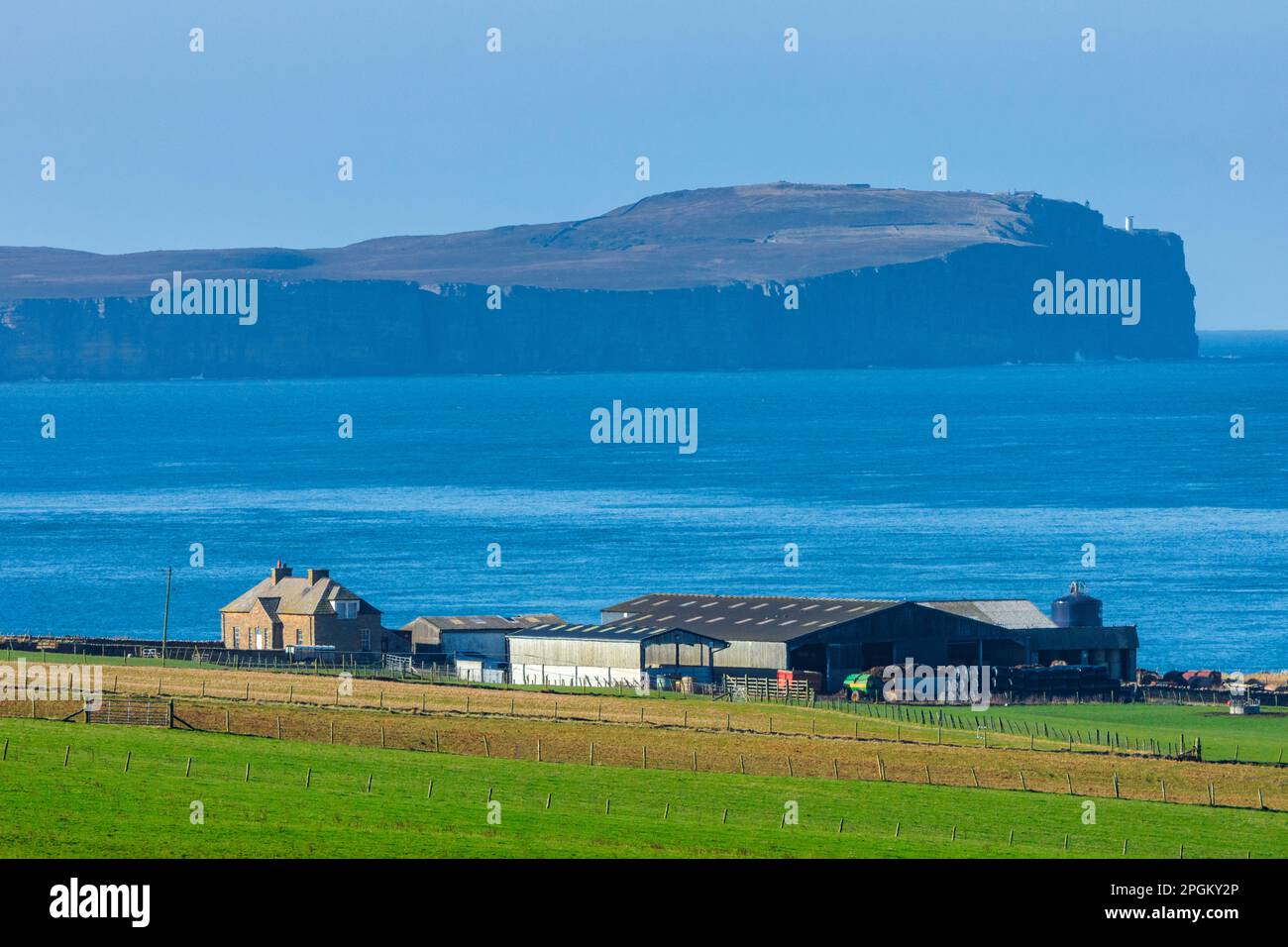 Dunnet Head over Long Goe Farm, near the village of Mey, Caithness ...