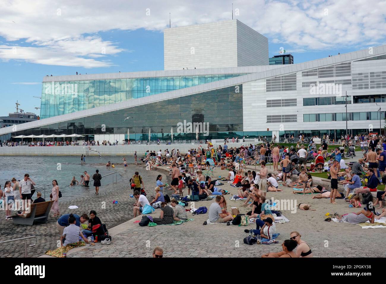 Norway, Oslo, Operastranda is a 100-metre-long beach in Oslo's city ...