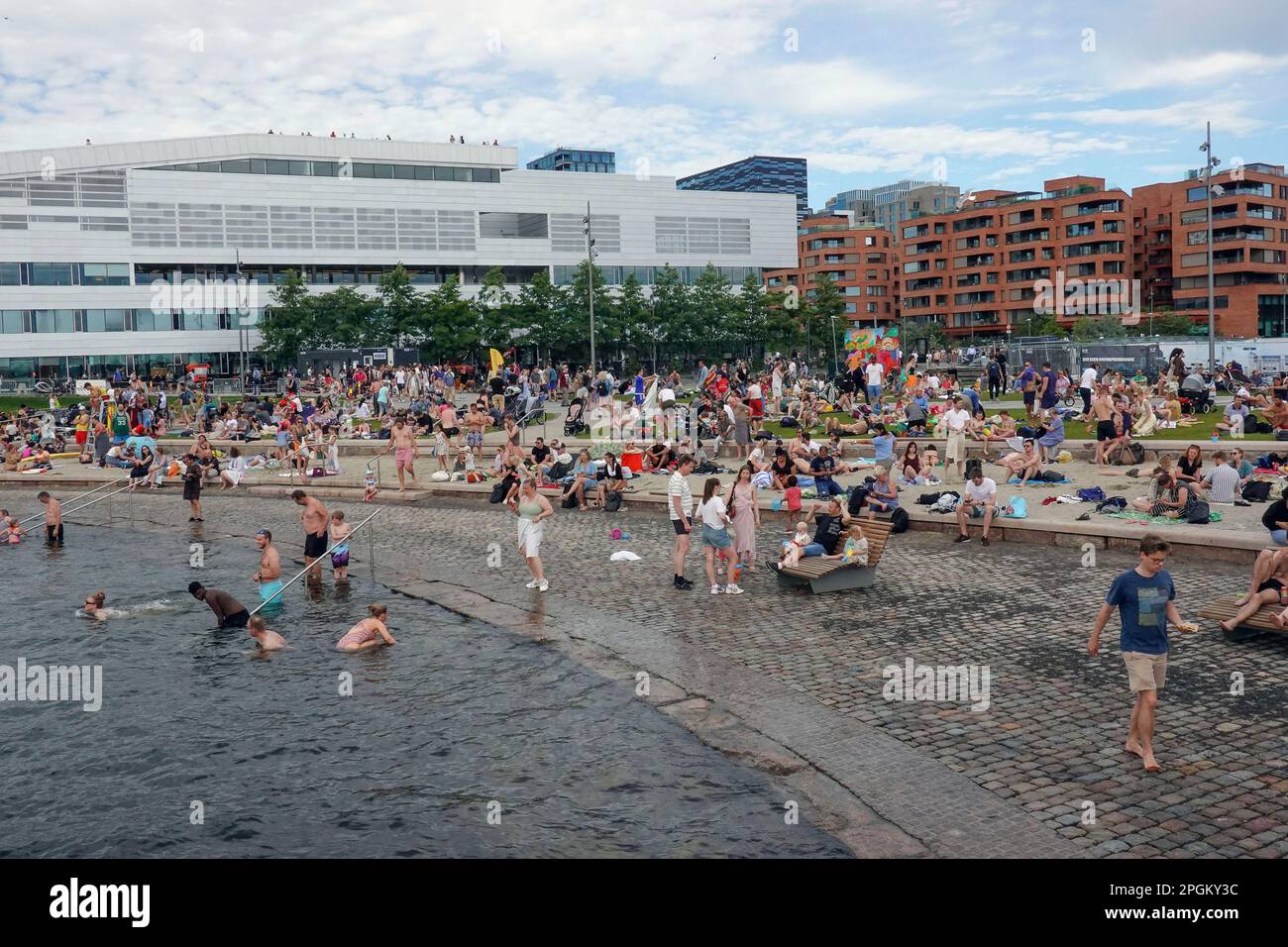Norway, Oslo, Operastranda is a 100-metre-long beach in Oslo's city ...