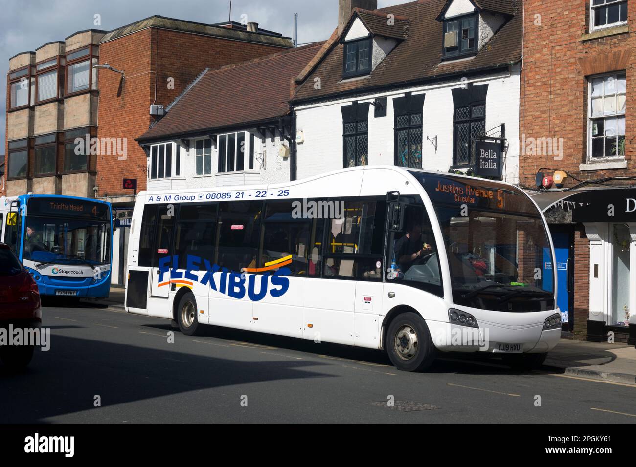 Flexibus No.5 bus service, Wood Street, Stratford-upon-Avon ...