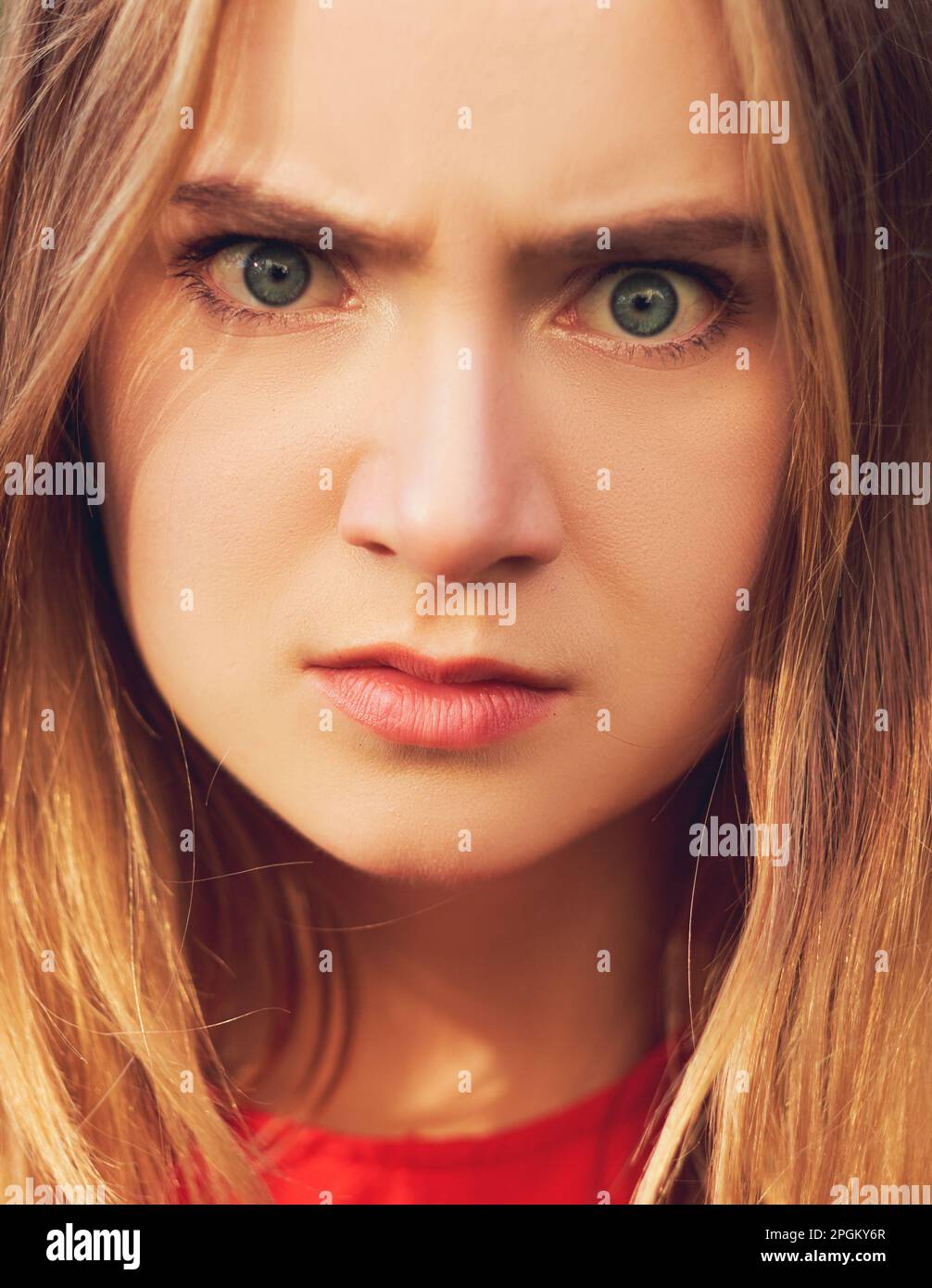 Wtf face. Angry woman Stock Photo - Alamy