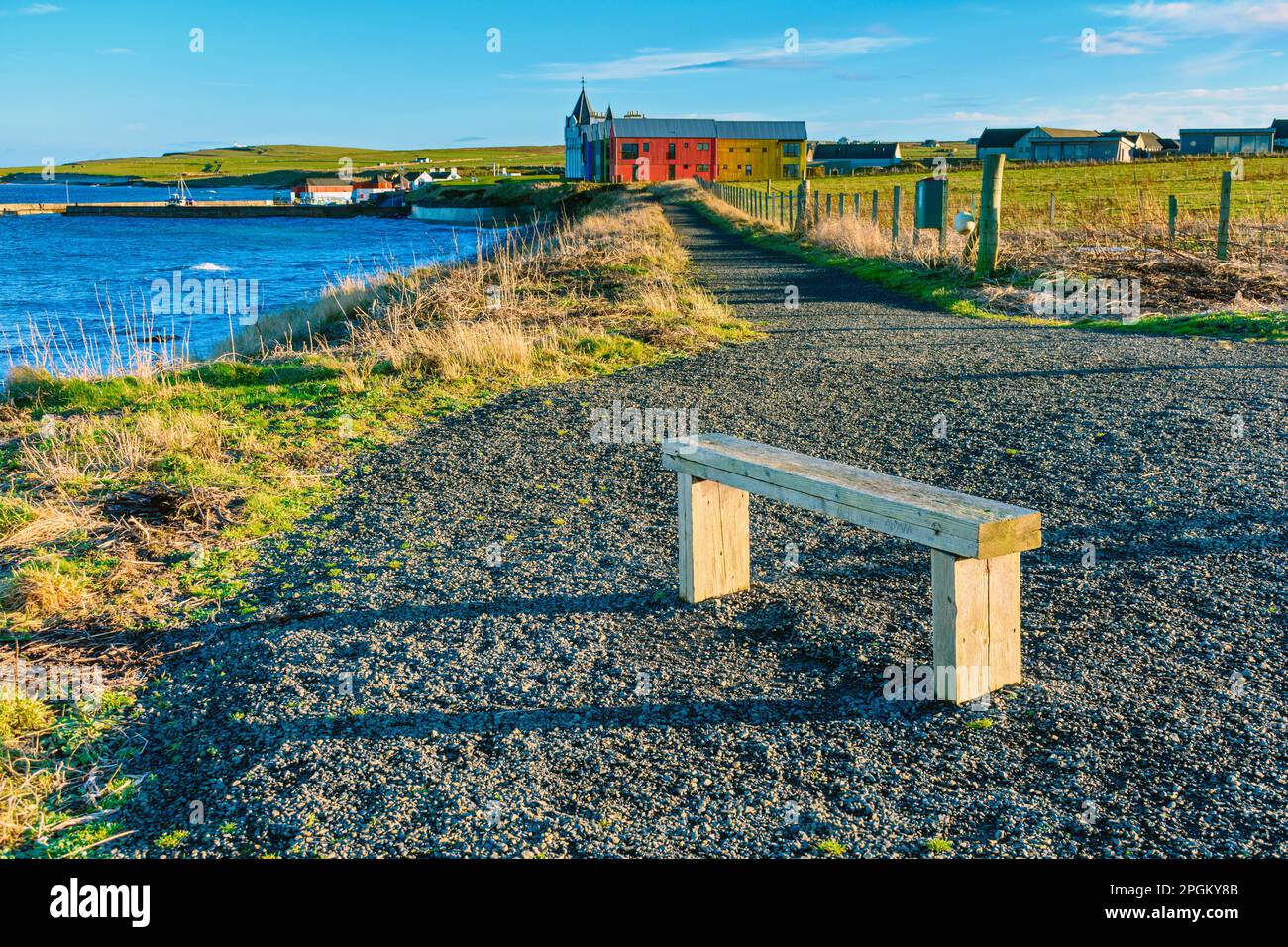 The coastal path and the hotel extension buildings at John o' Groats ...