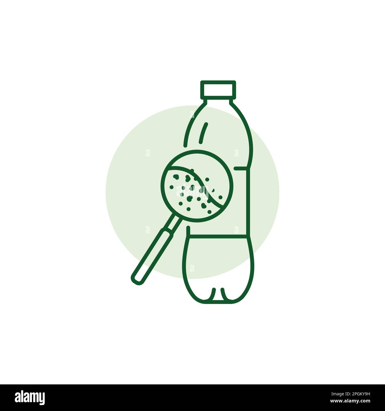 Microplastic in water bottle black line icon. Ocean pollution ...