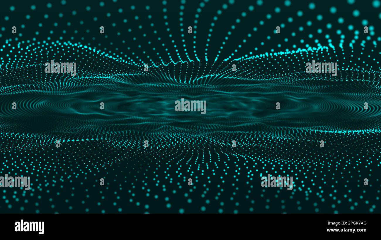 Glowing dots and dept. of field. Abstract technology wave. Abstract ...