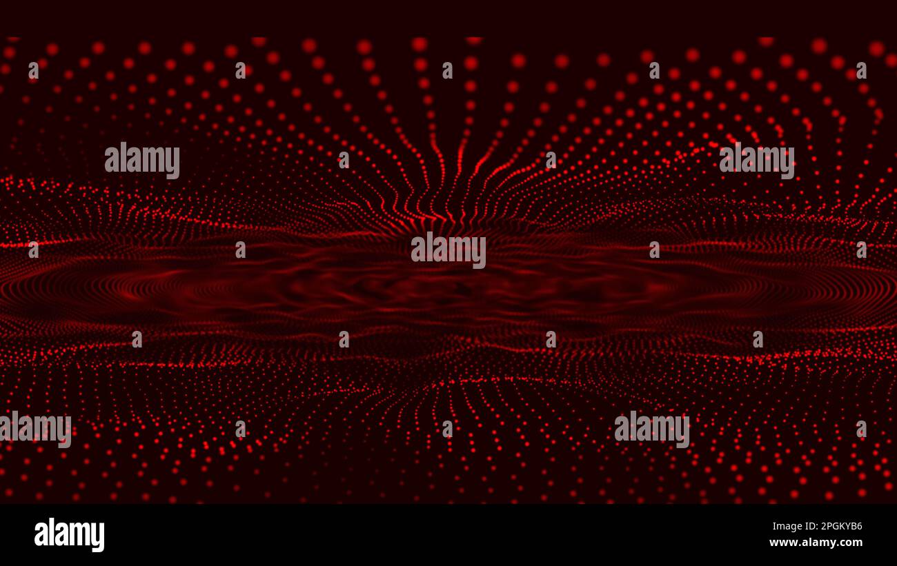 Trapcode Form Glowing Dots Background. Red dots particles wave pattern halftone gradient curve ...