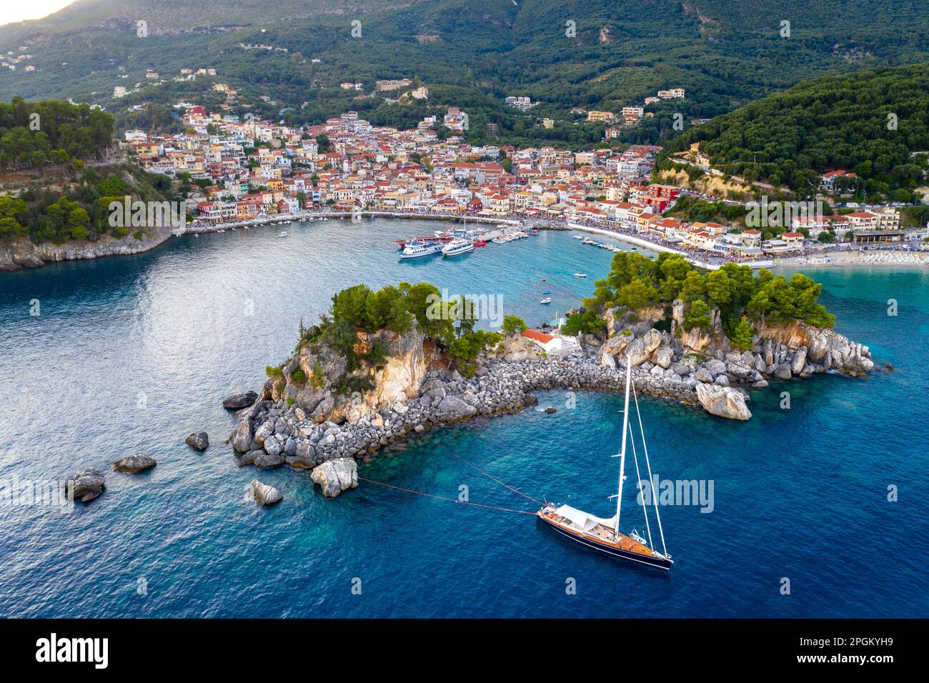 Drone view touristic village parga hi-res stock photography and images ...
