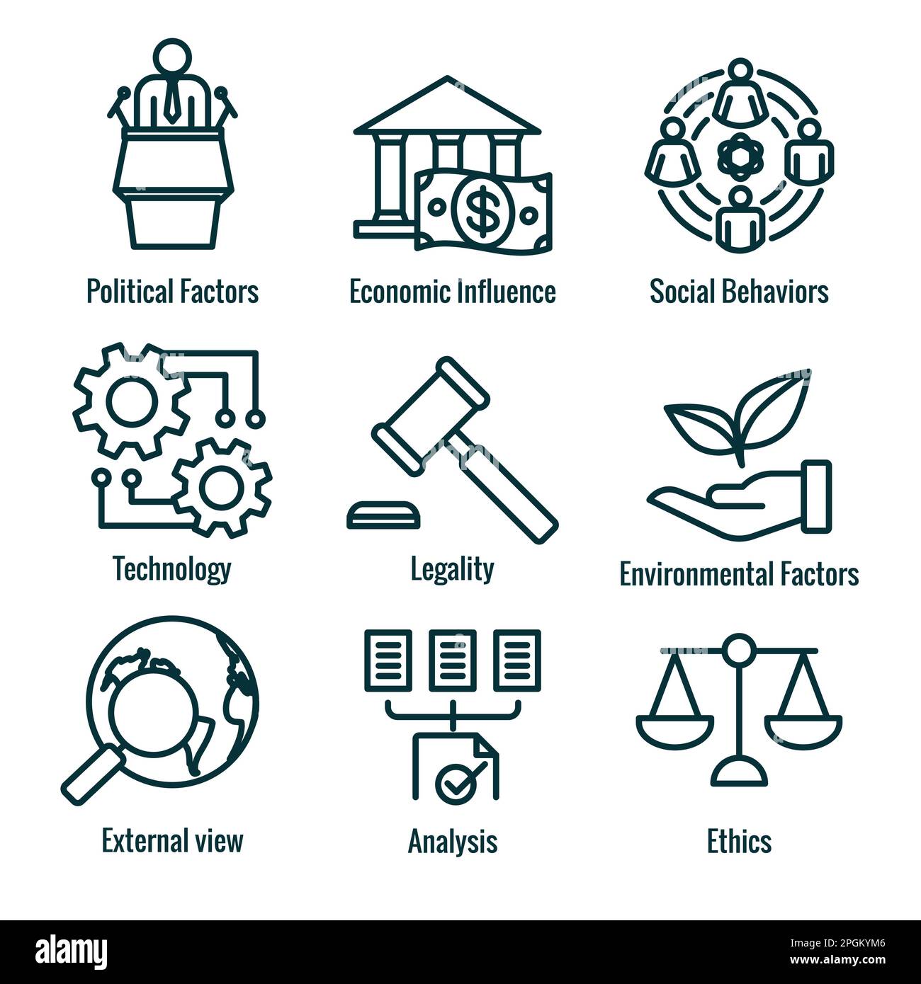 Company Analysis Factor Icon Depicting Pestel Method Stock Vector My ...