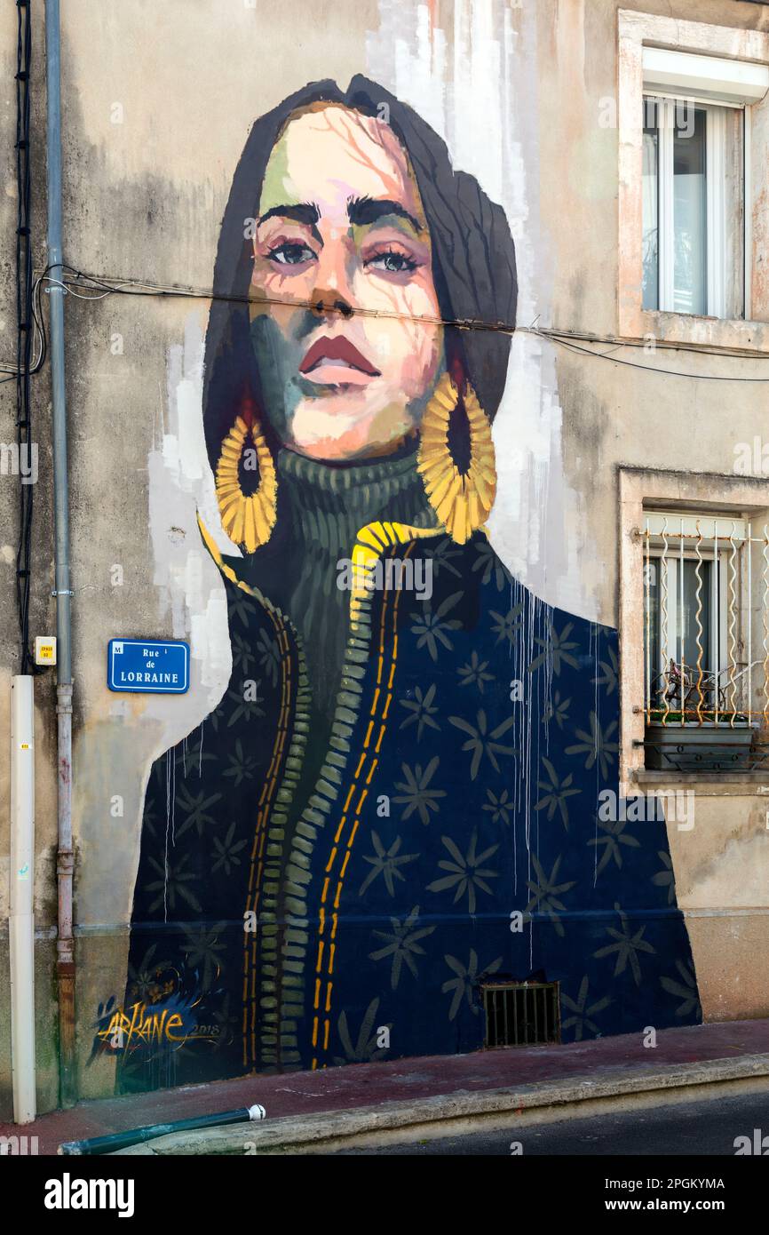 Street Art, fresco, rue de Lorraine, painted by the artist Arkane ...