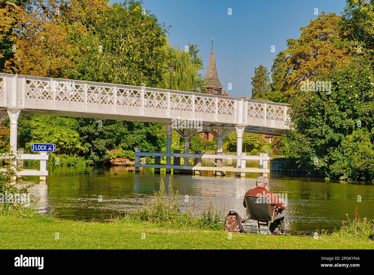 Man Relaxing By The River, Pangbourne, Berkshire Stock Photo - Alamy