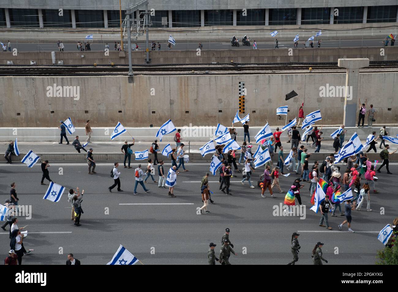 Israel 23rd Mar 2023 Thousands Of Protestors Against The Legal