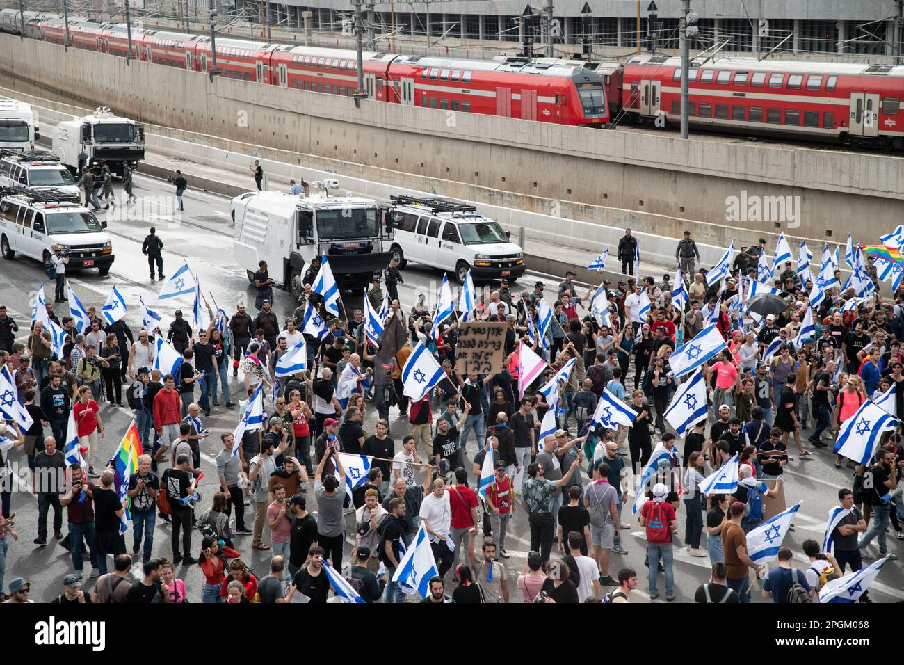 Israel 23rd Mar 2023 Thousands Of Protestors Against The Legal