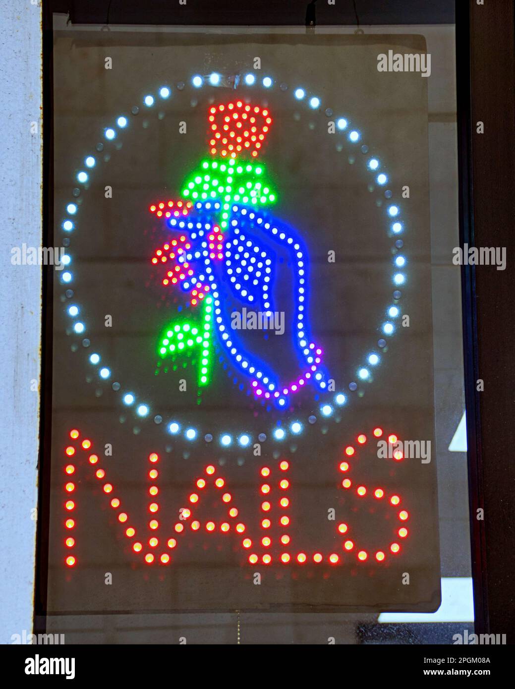 neon nails bar animated sign Stock Photo - Alamy