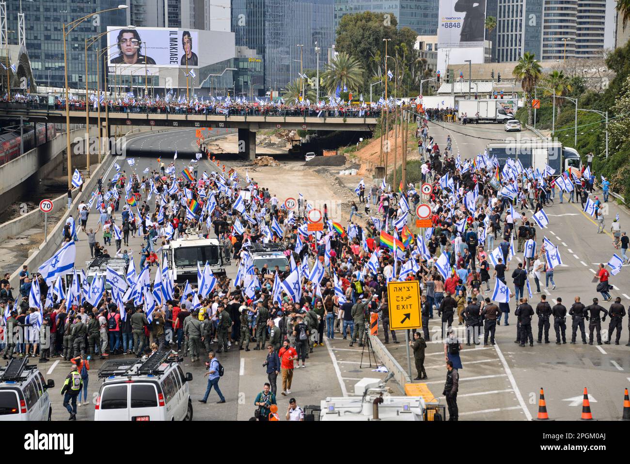 Israel 23rd Mar 2023 Thousands Of Protestors Against The Legal