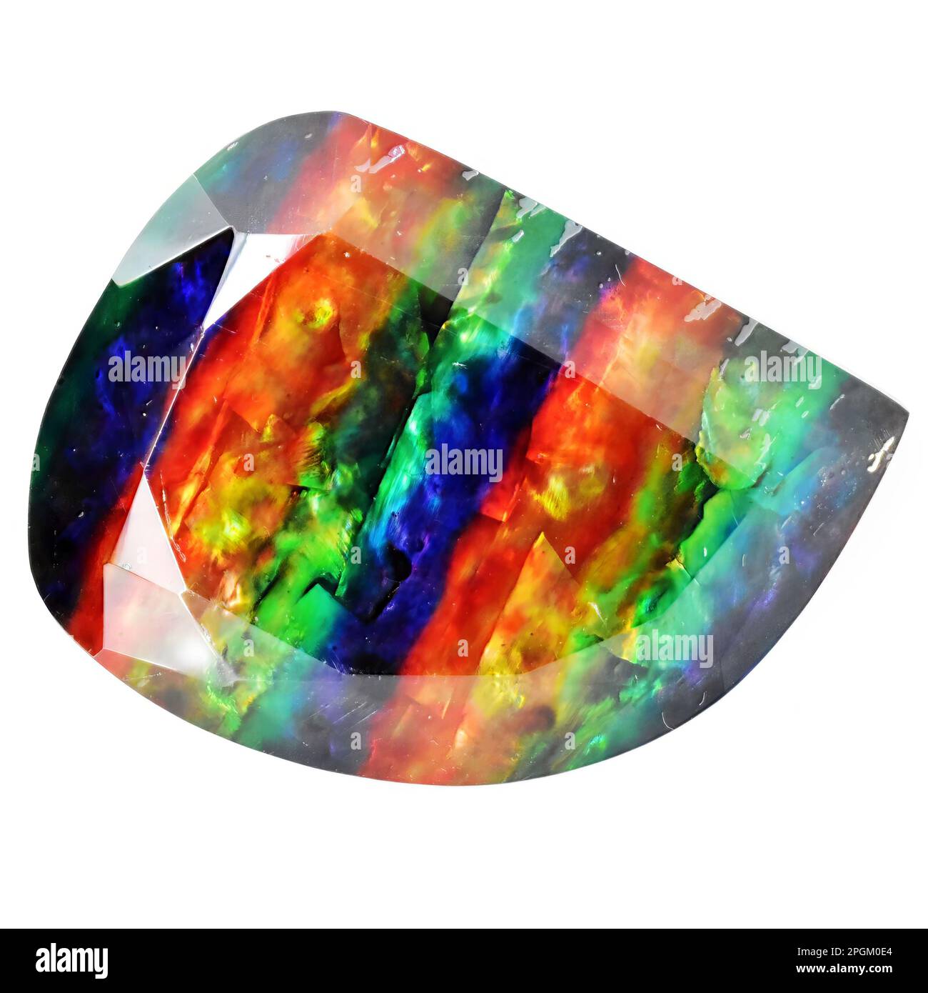 Natural gem iridescent ammolite isolated on white background Stock ...