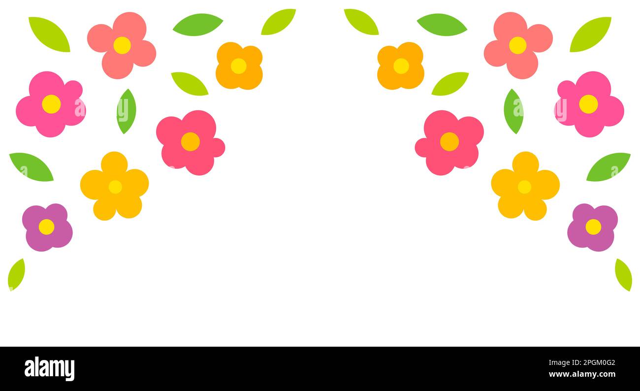 Cute flowers border spring background. Vector illustration Stock Vector ...