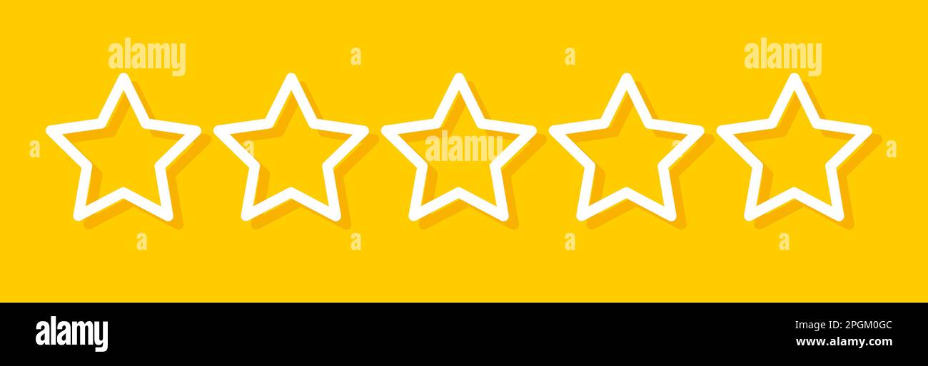 Five stars rating linear icon on yellow background. Vector illustration ...