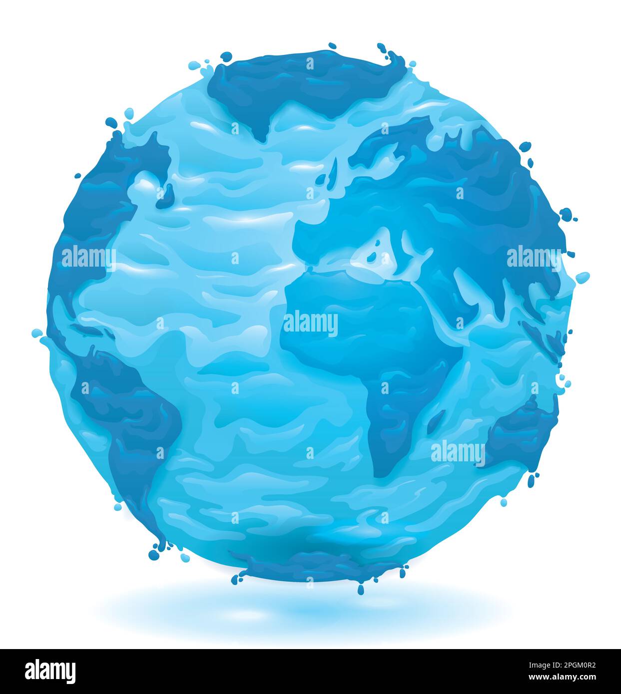 Isolated blue globe with liquid or watery effect. Design in gradient ...