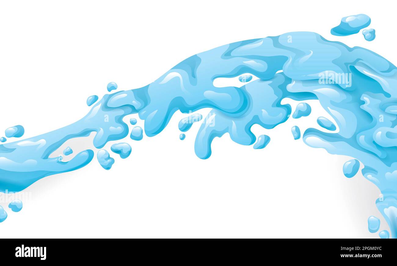 Horizontal banner with blue water stream in gradient style over white ...