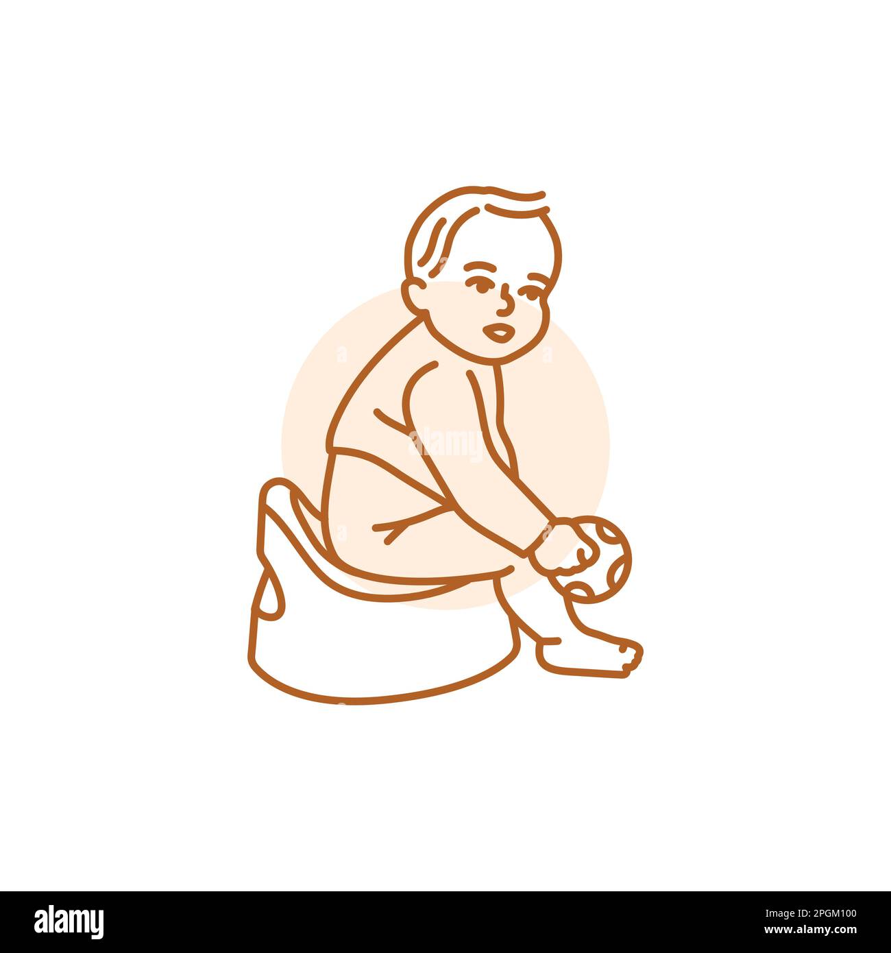 Child on the potty black line icon. Toddler development. Early ...