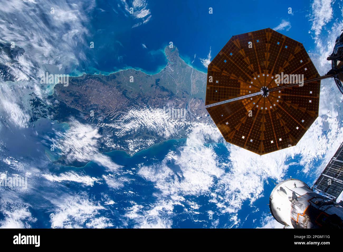 Views from the International Space Station or ISS. Digital Enhancement ...