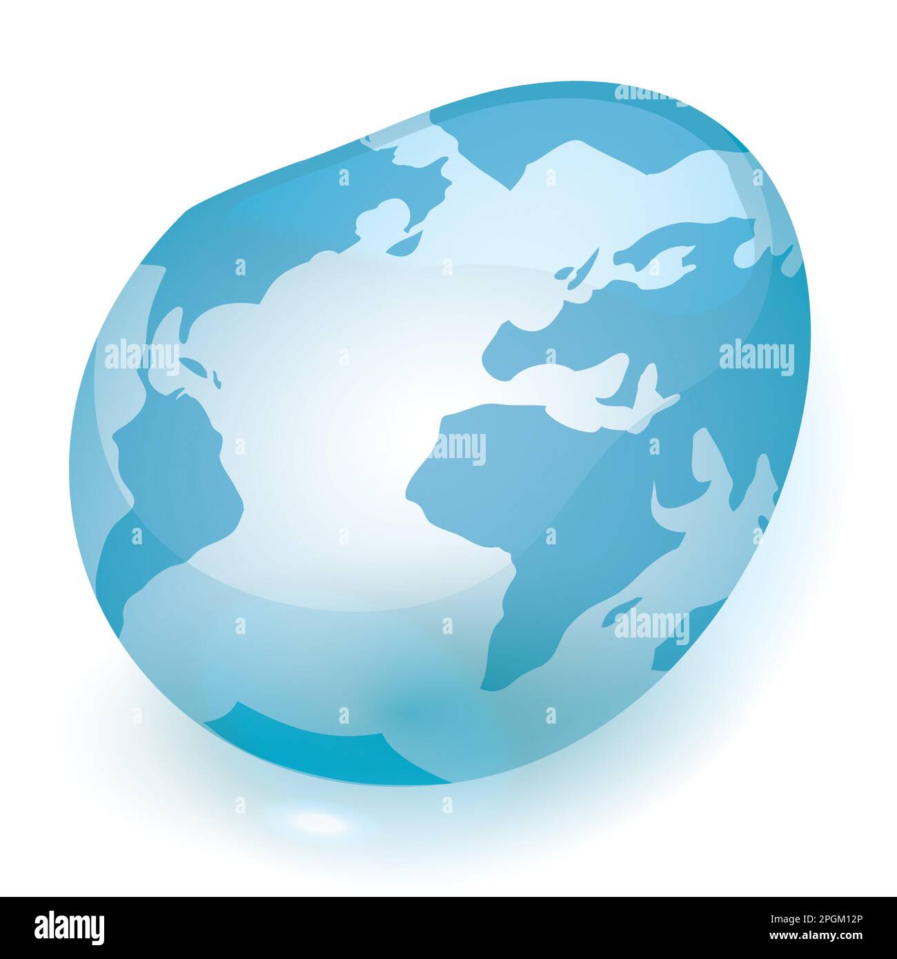 Elongated globe in the shape of a drop with blue continents in gradient ...