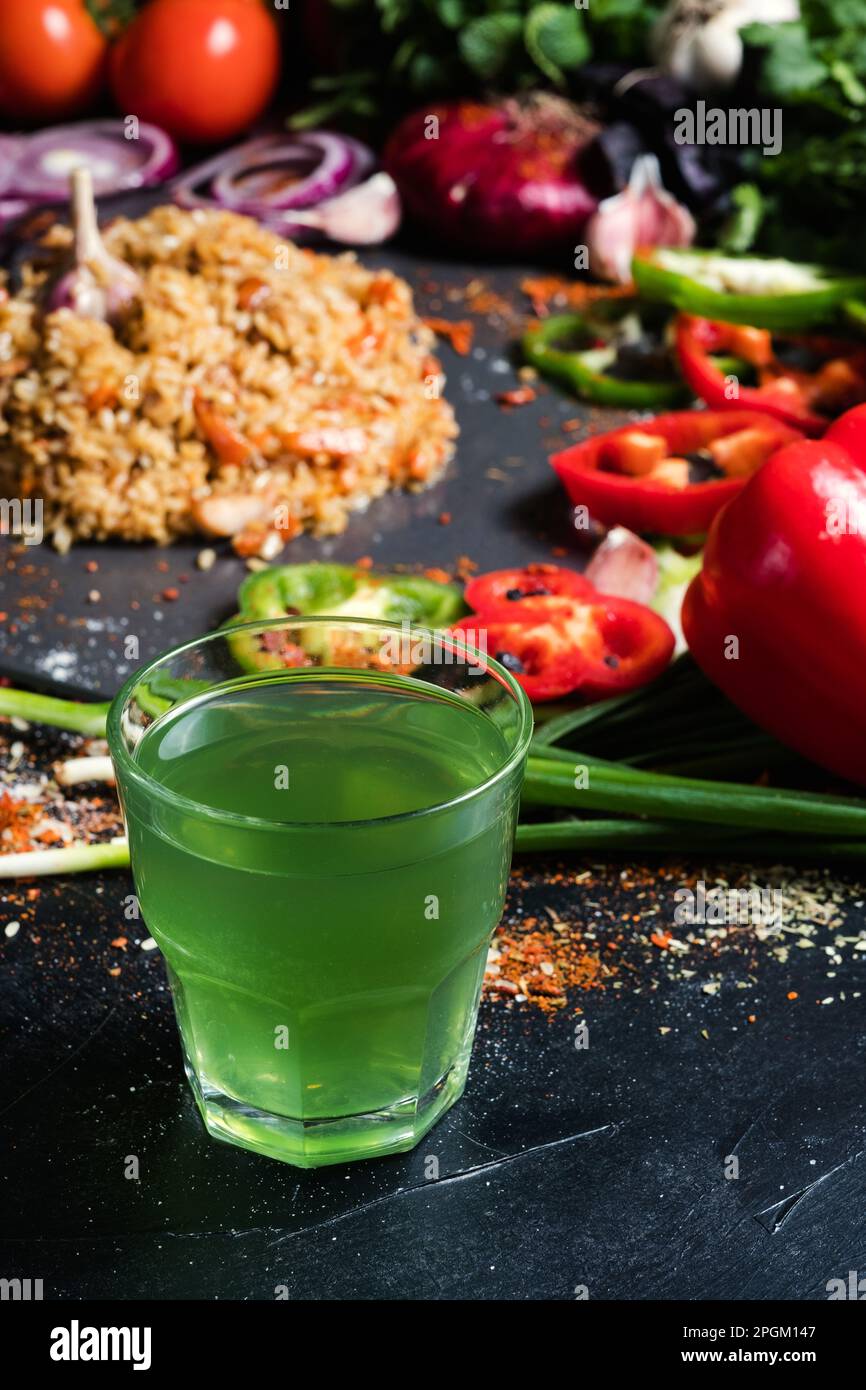 tarkhun soda armenian green drink nonalcoholic Stock Photo - Alamy