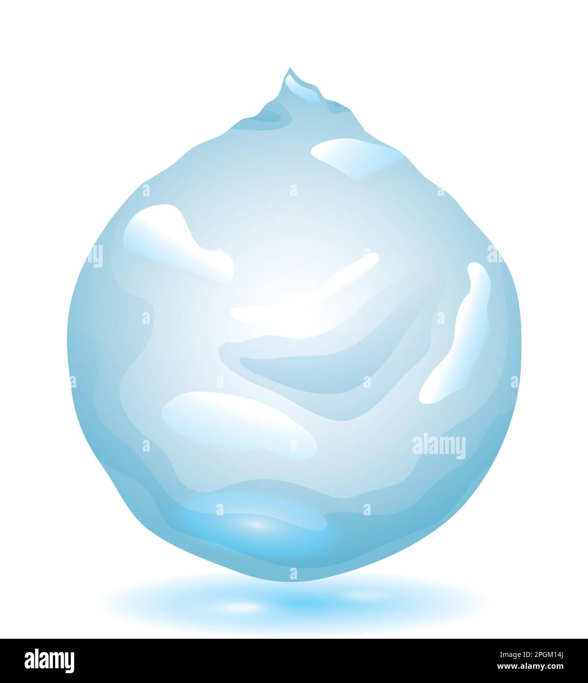 Floating water droplet with blue shadow and refraction effect, isolated ...