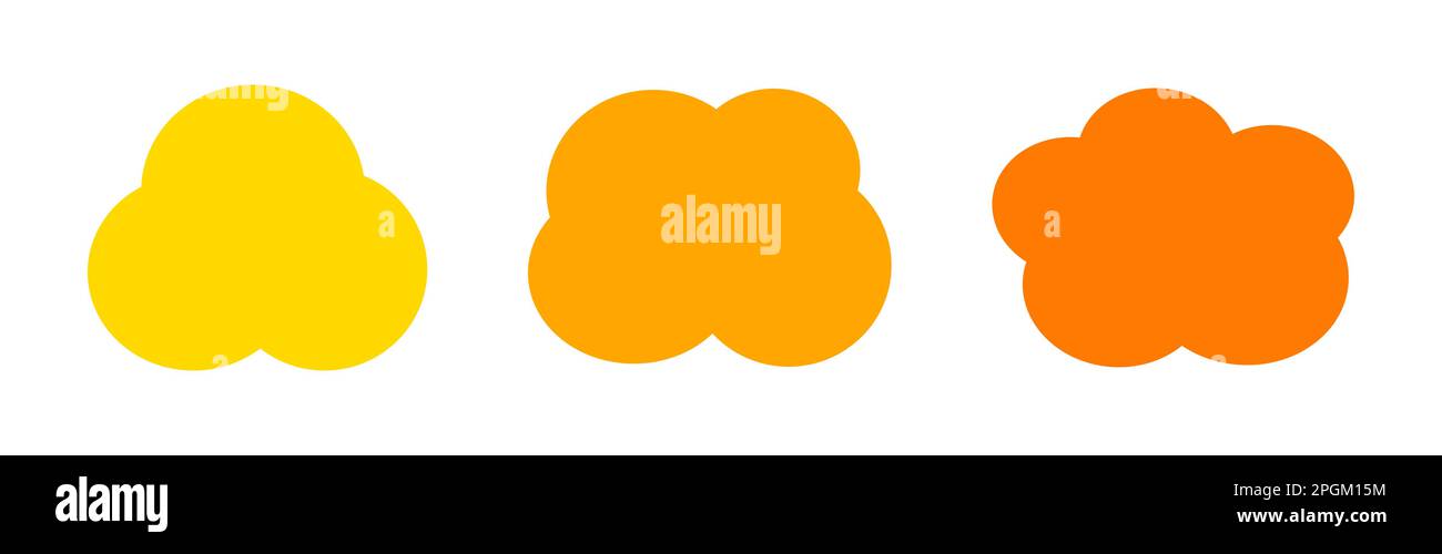 Cloud shapes banners in orange and yellow colors. Flat design elements ...