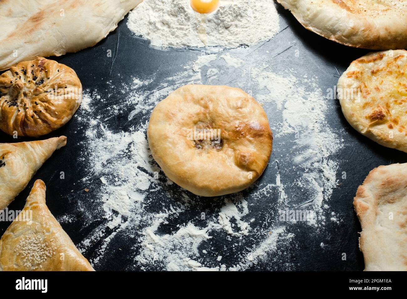 samosa uzbek puff pastry ethnic fast street food Stock Photo - Alamy