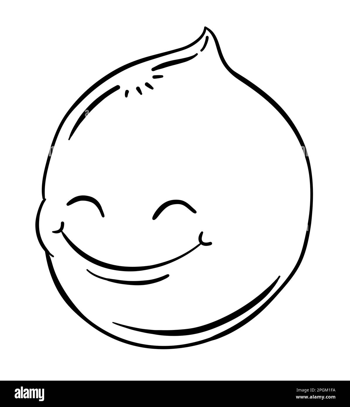 Outline Design For Coloring Of A Water Drop With Cute And Cheerful