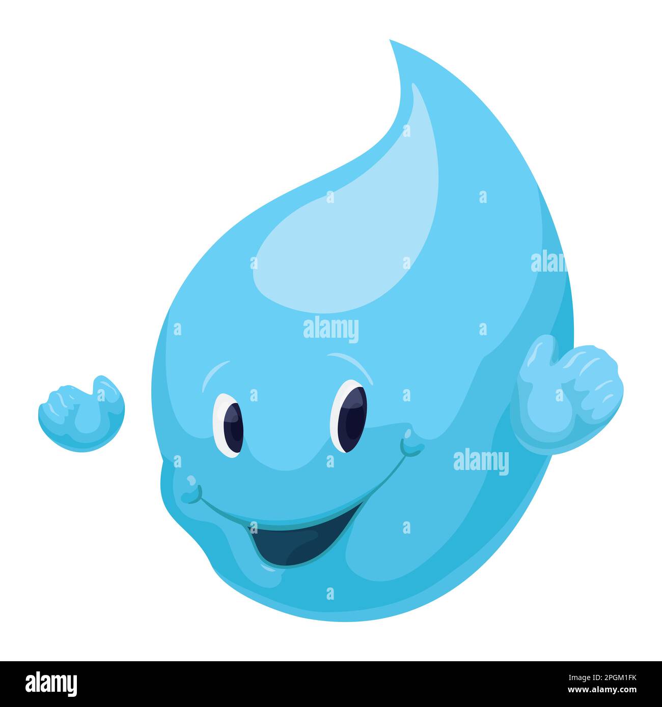 Tender droplet in cartoon style with happy gesture and raised hands ...