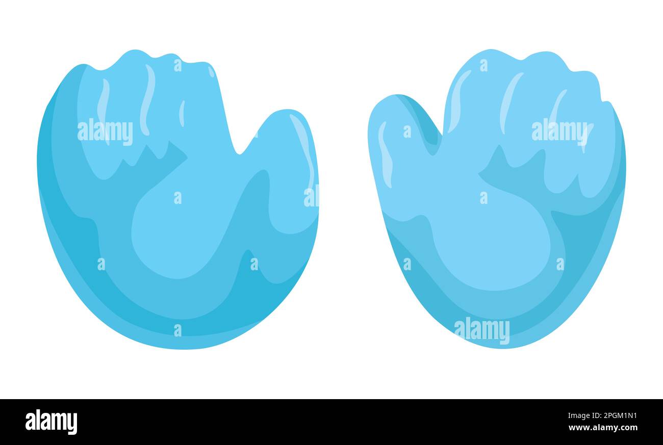Blue hands with watery effect in cartoon style and white background ...
